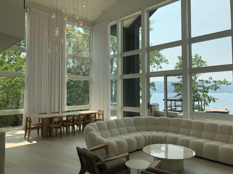 Reaching New Heights: A Custom Two-Story Lake House Drapery ...